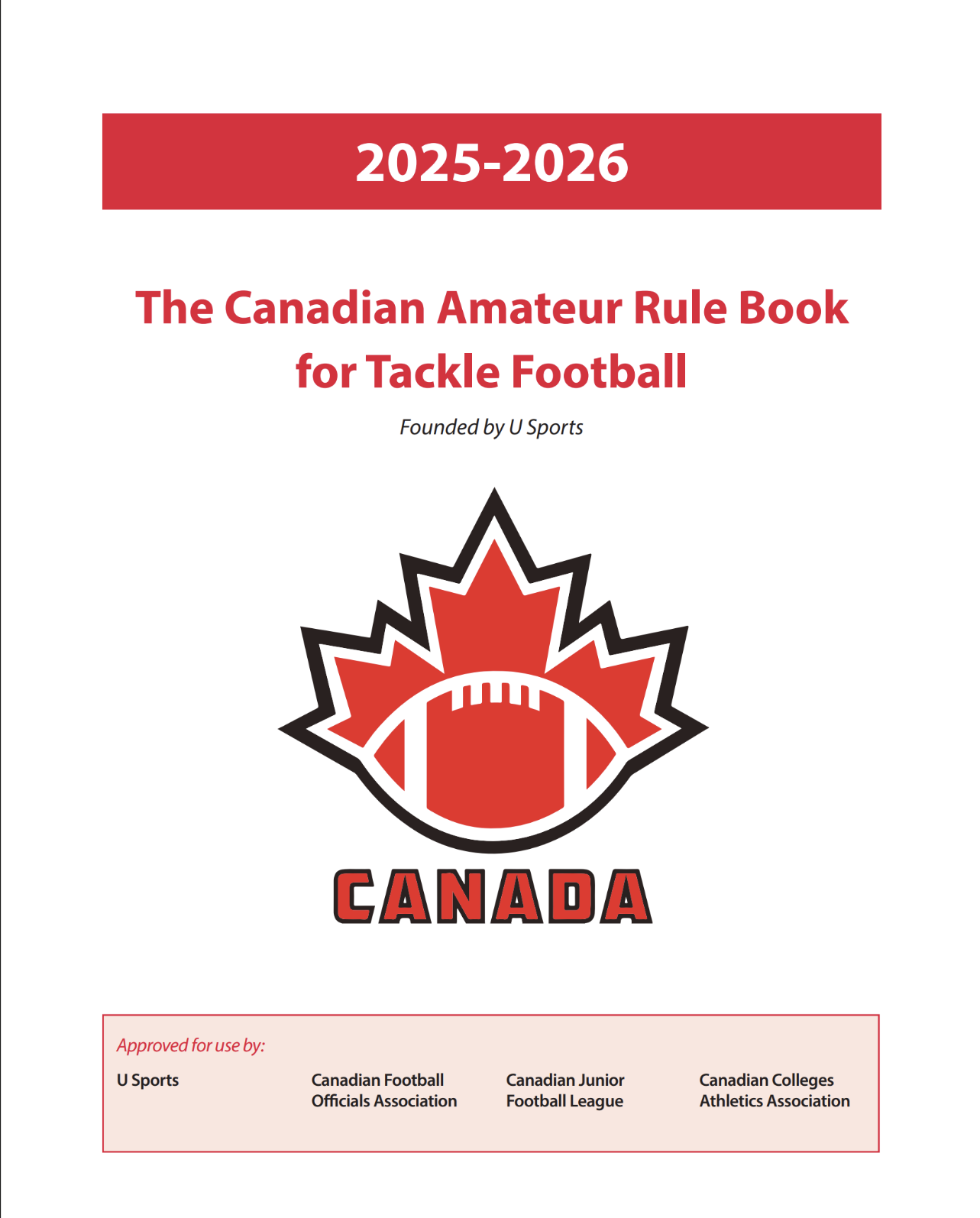 Football Canada Amateur Tackle Rule Book 2025 Edition - Football Canada